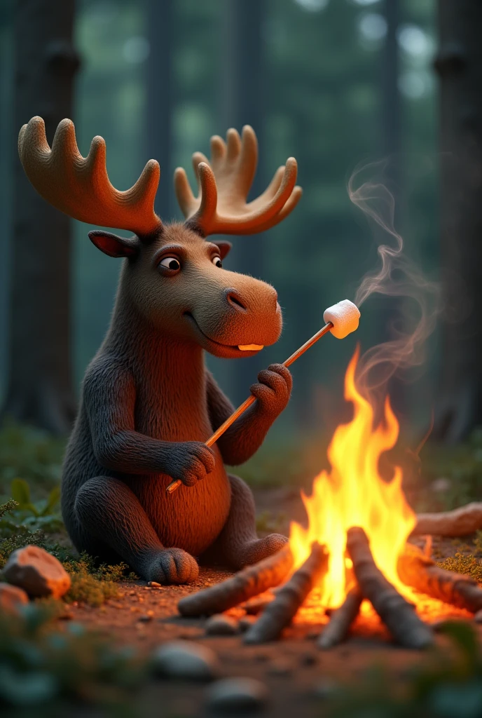 Moose by the campfire