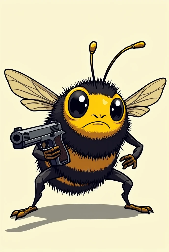 Bad-faced chubby bee with gun in her hand - SeaArt AI