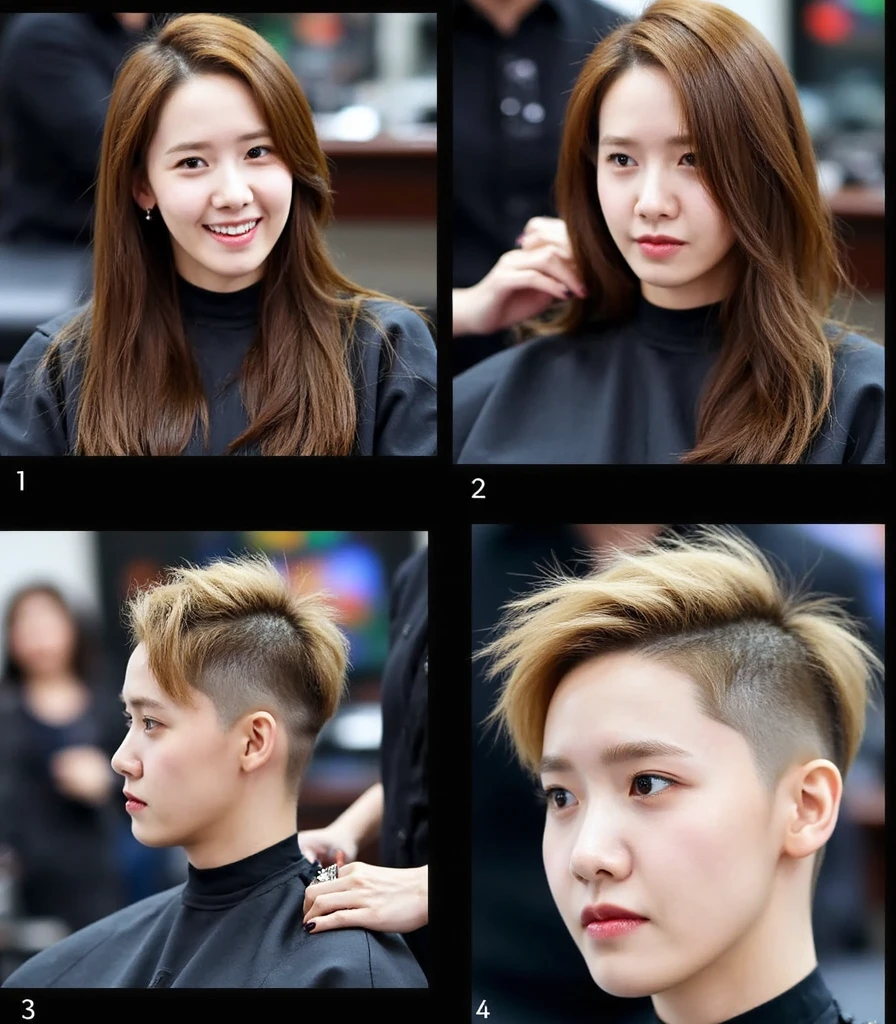 A close-up contact sheet of four sequential images depicting Jiyeon ...