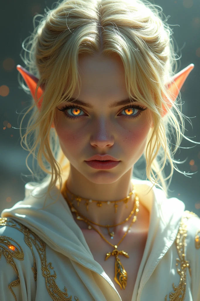 Female RPG character sorceress, half Elf, Blonde with short hair with ...