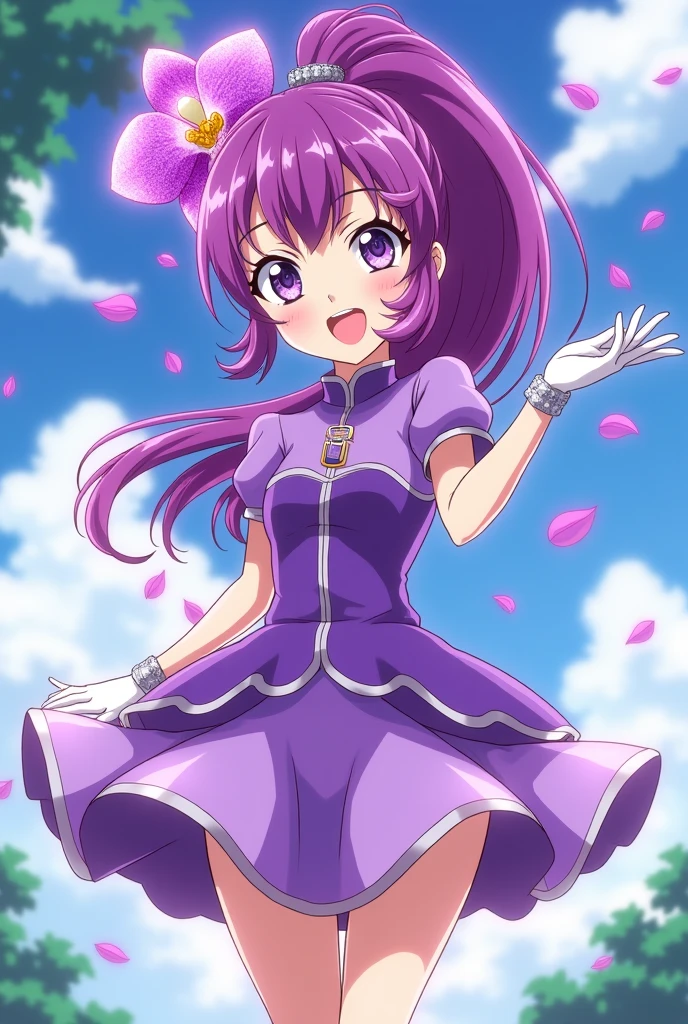 "Toei Animation official artwork, full-body Precure smiling in charoite ...