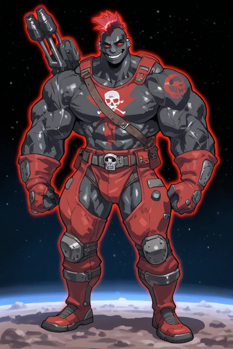Space alien muscular male warrior Martian, space pirate, black skin ...