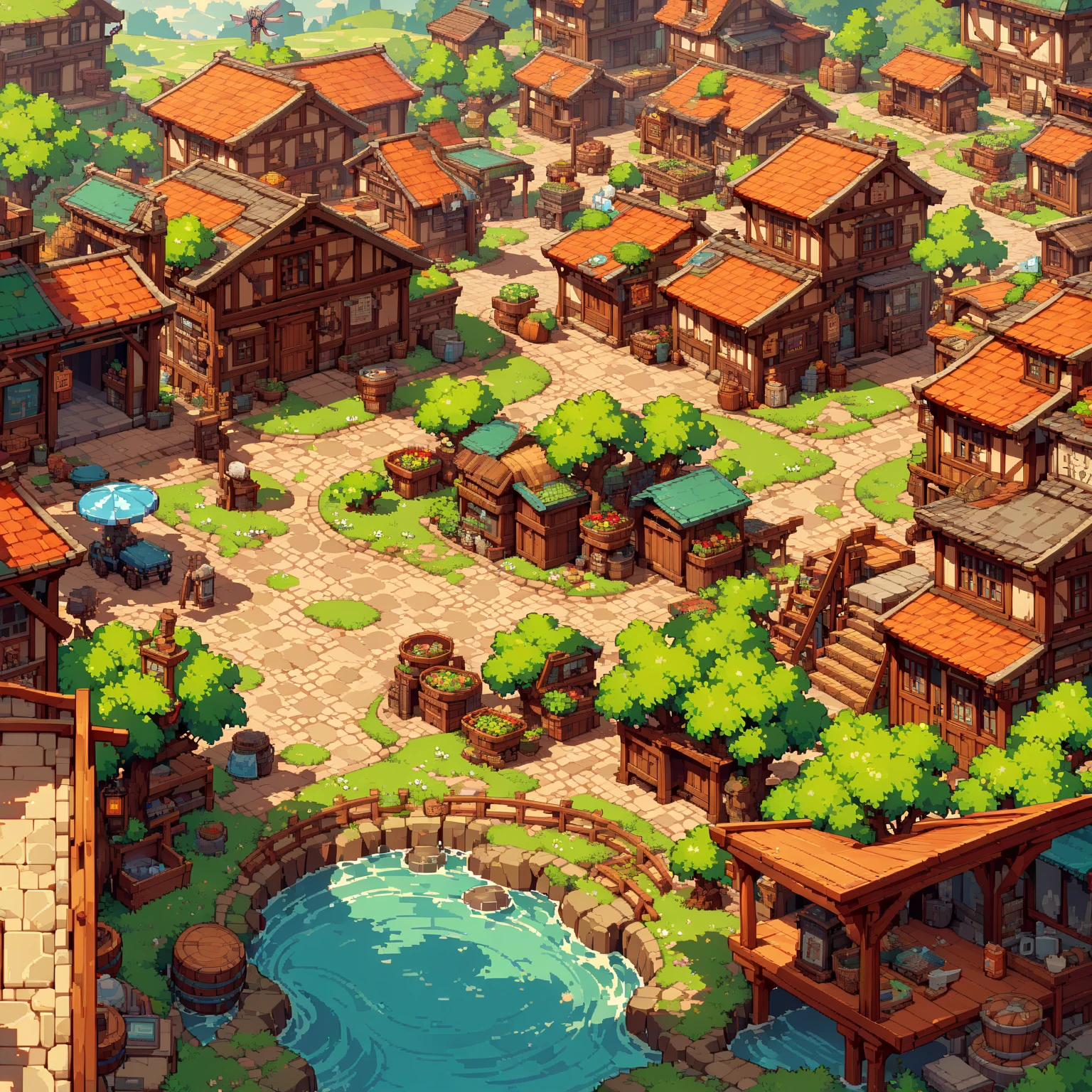 Classic RPG pixel art style, retro video game aesthetic, vibrant and ...