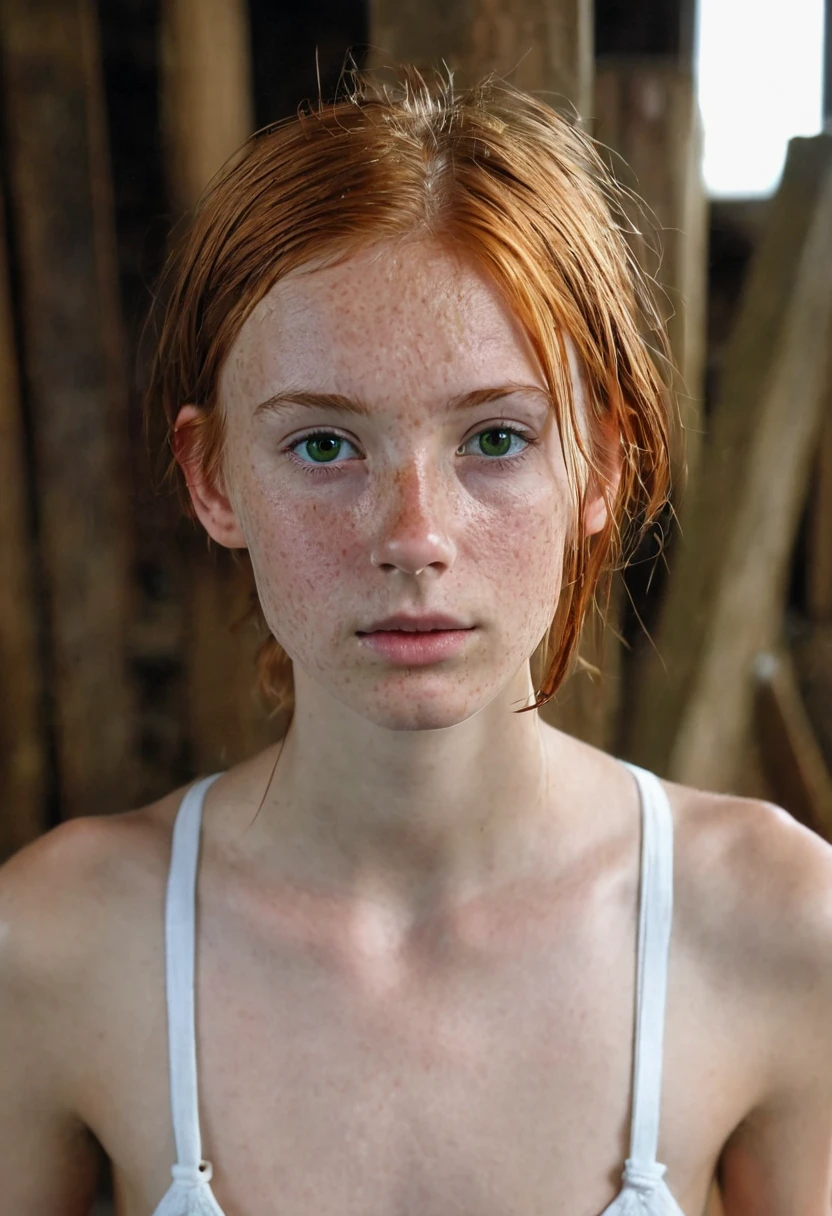 Very young and cute german age girl, very skinny, freckles on beak nose ...