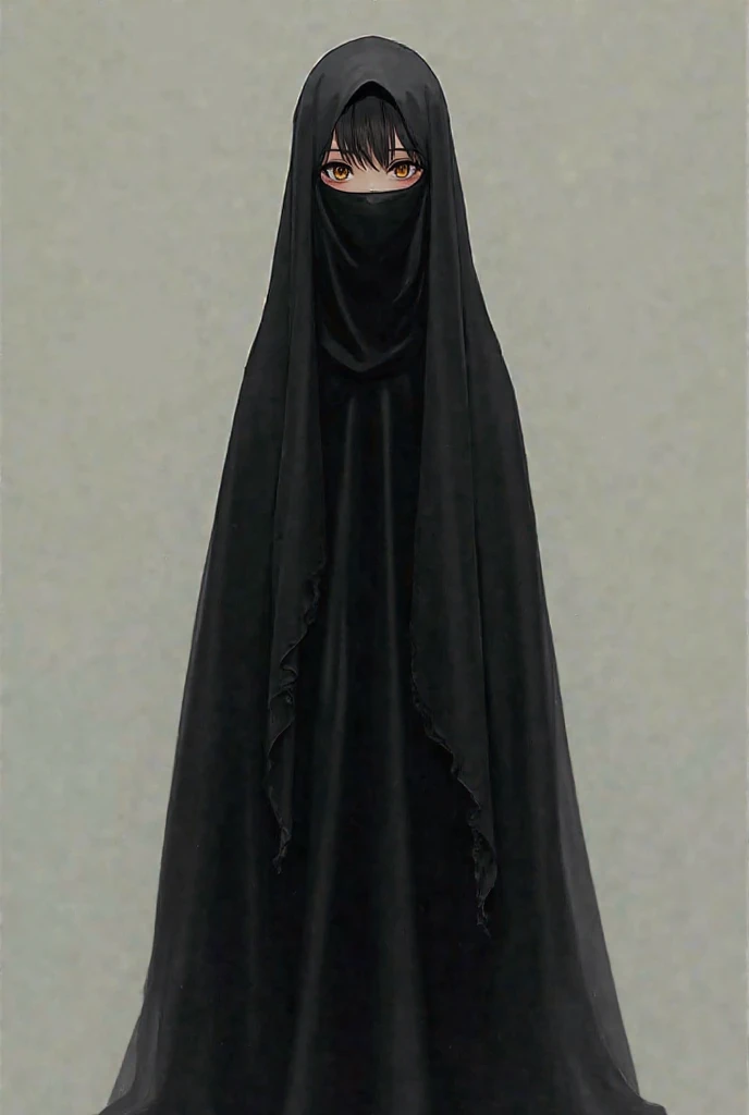 A anime girl in a blake borkha and mask seh is too skinny and 4 - SeaArt AI