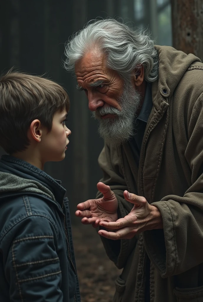 Old man teaching a lesson to a boy. dark tone - SeaArt AI