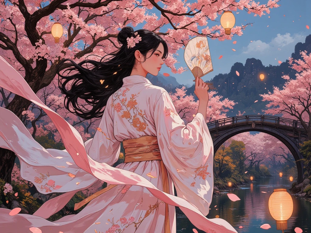 A divine Sakura Goddess emerges from a whirlwind of falling cherry blossoms - SeaArt AI