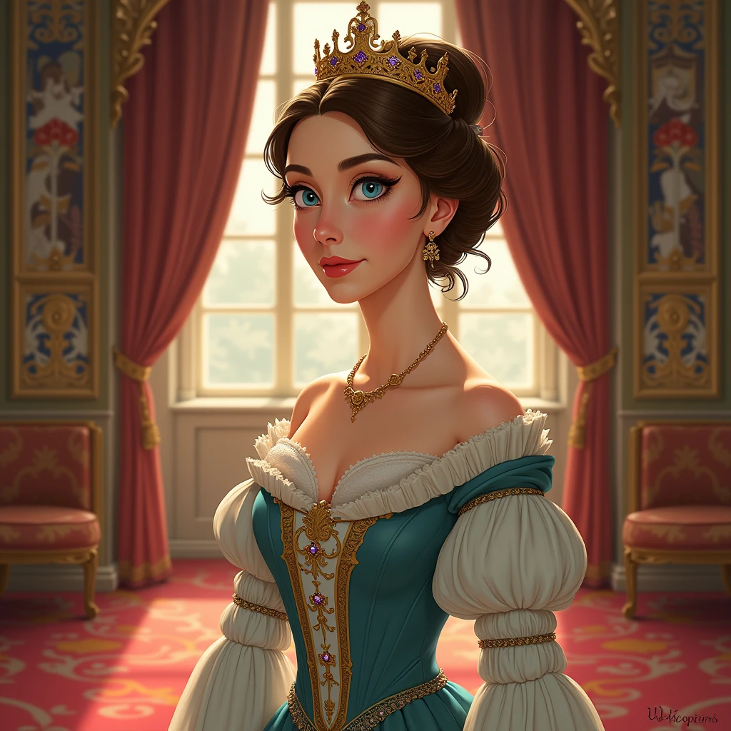 A beautiful ilustration of Queen Victoria, with a stuning dress from ...