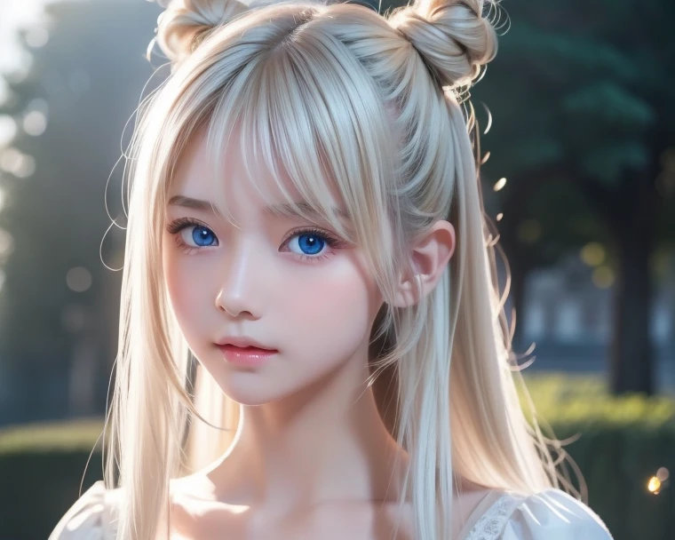 Super long straight hair、 blonde girl posing in white top、Real life ...