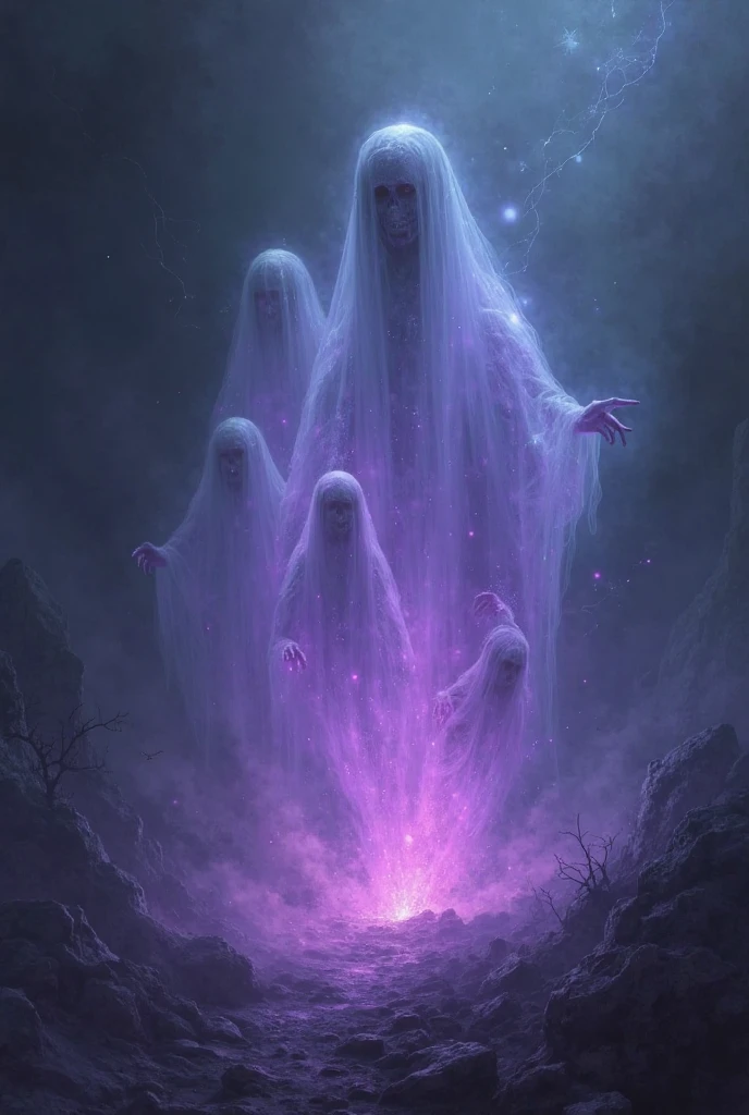 Purple light and ghosts with dark atmosphere - SeaArt AI