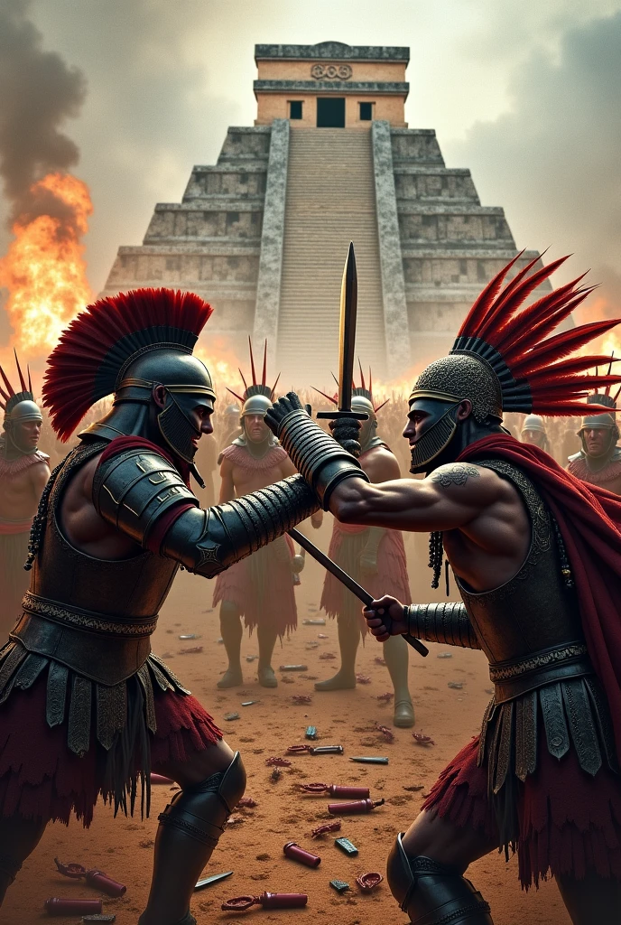 Very violent battle between the Spanish and the Aztecs - SeaArt AI