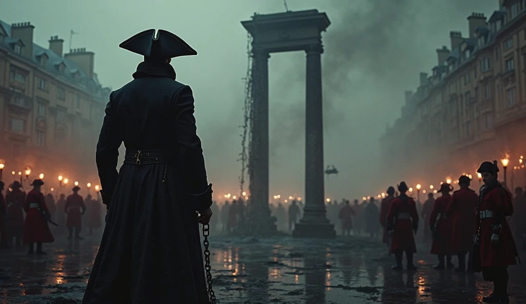 "A dark and intense 18th-century Paris scene. In the foreground - SeaArt AI