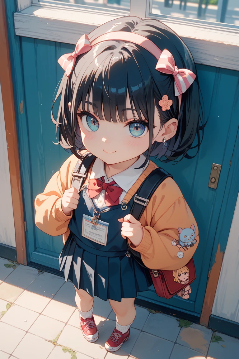 Black hair Chibi High School Student land - SeaArt AI