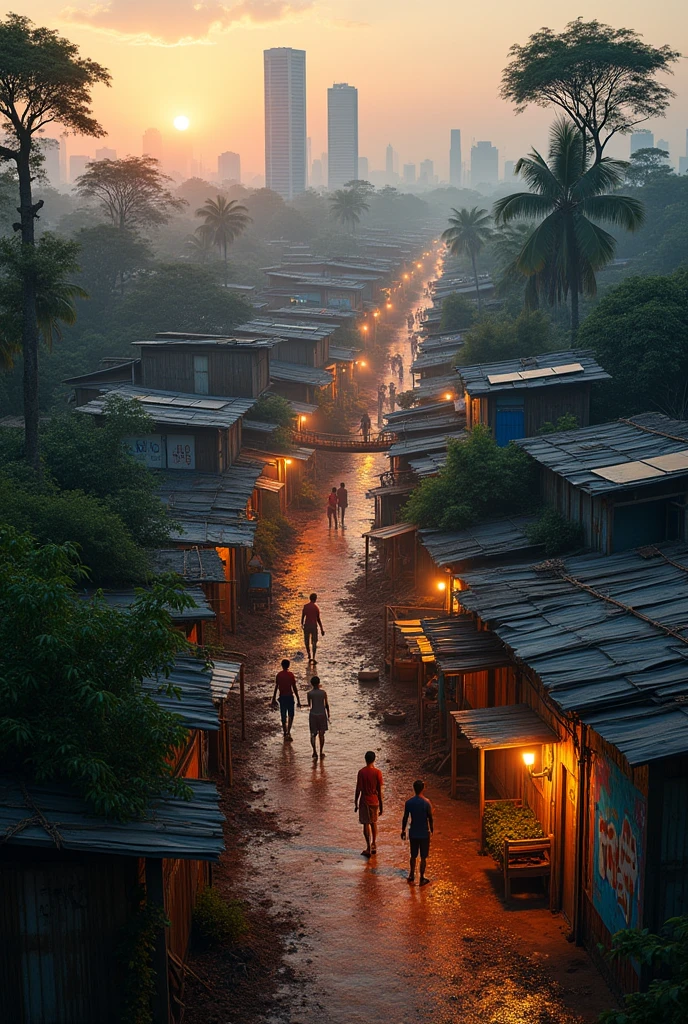 "A hyper-realistic, ultra-detailed (8K) image of a sprawling slum in ...