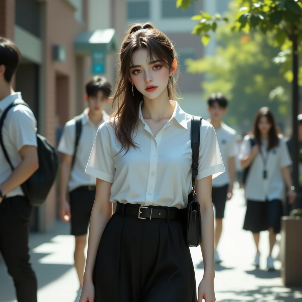 The photo is a beautiful looking girl with a cute height 158cm - SeaArt AI