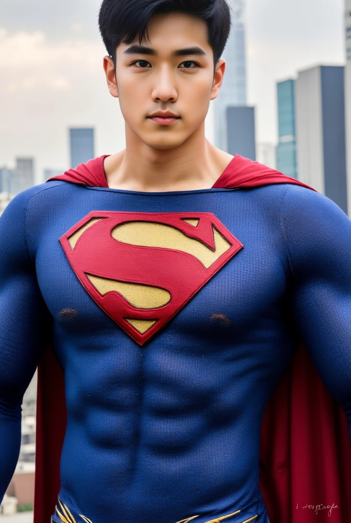 "A handsome and muscular young man revealed as Superman, with striking ...