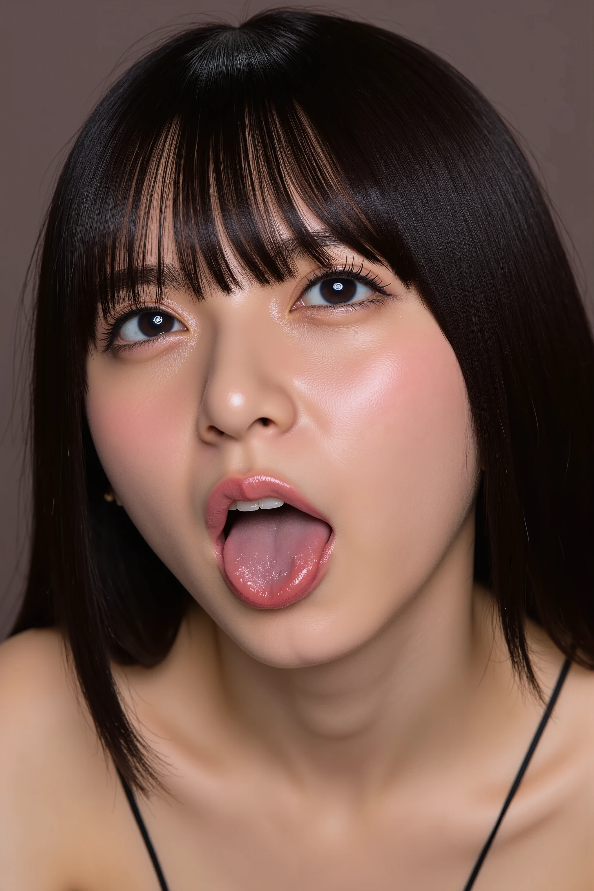 Arafed asian woman with a black top and a black bra top - SeaArt AI