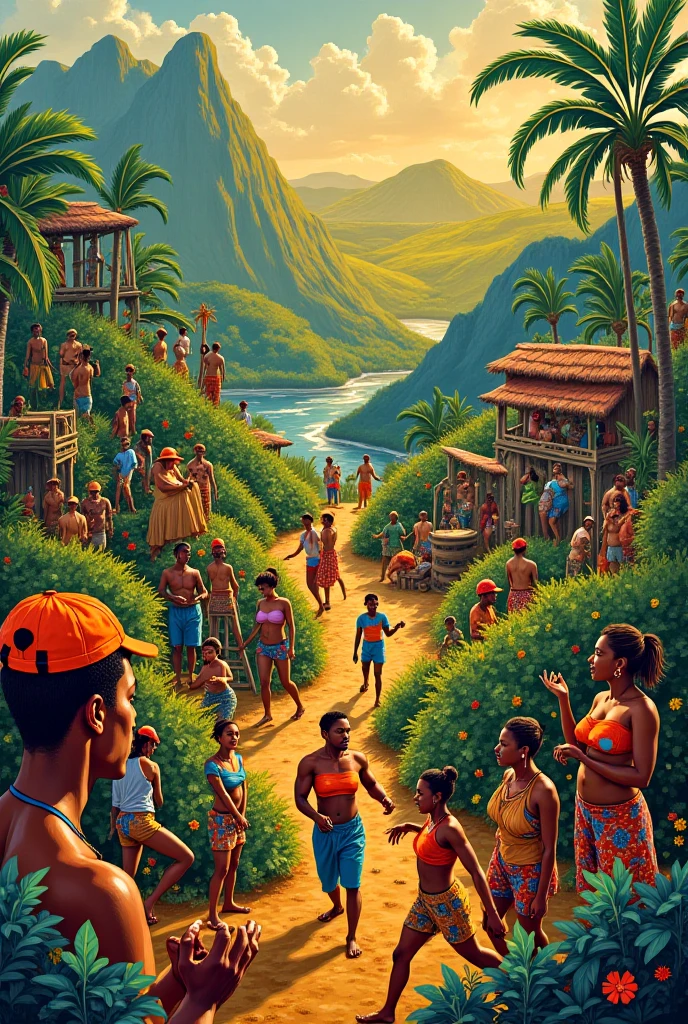 Make simple art that represents the Bantu peoples and their influences ...