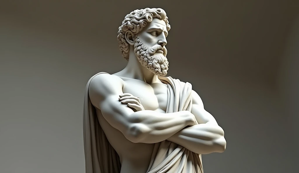 "Ultra-realistic Roman marble statue of a stoic philosopher standing ...