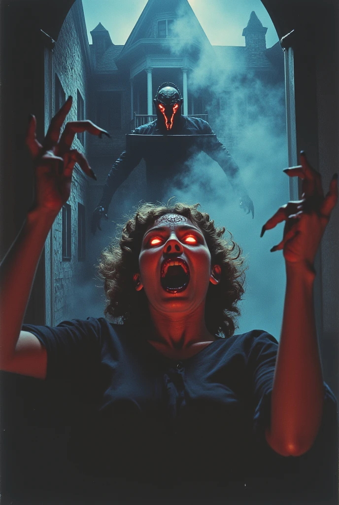 1980s horror movie poster art featuring a haunted house and demonic ...