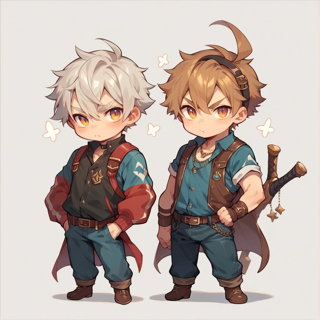 2 chibi boys doing hip attacks - SeaArt AI