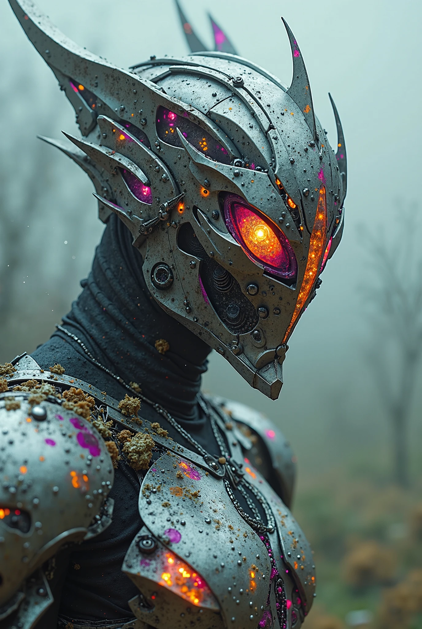 There is a man in a futuristic suit with glowing eyes - SeaArt AI