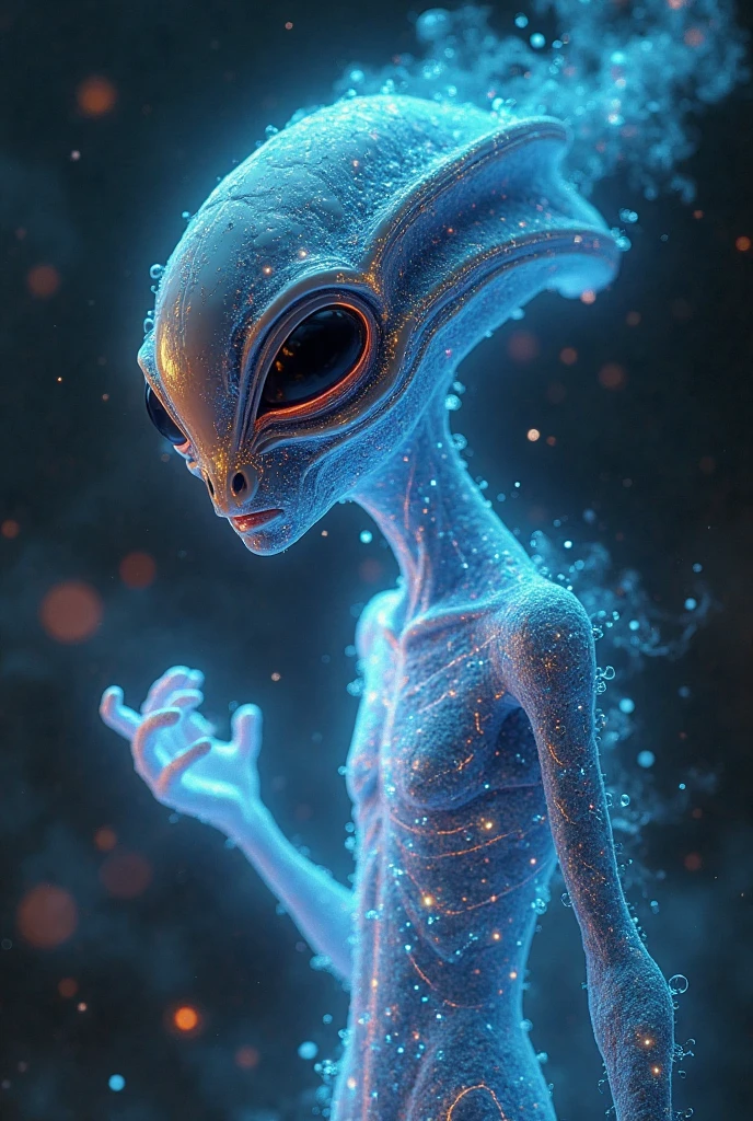 A hyperrealistic 3D alien being communicating telepathically - SeaArt AI