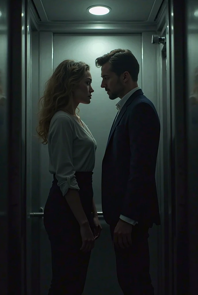 Woman and man having an emotional conversation in the elevator - SeaArt AI