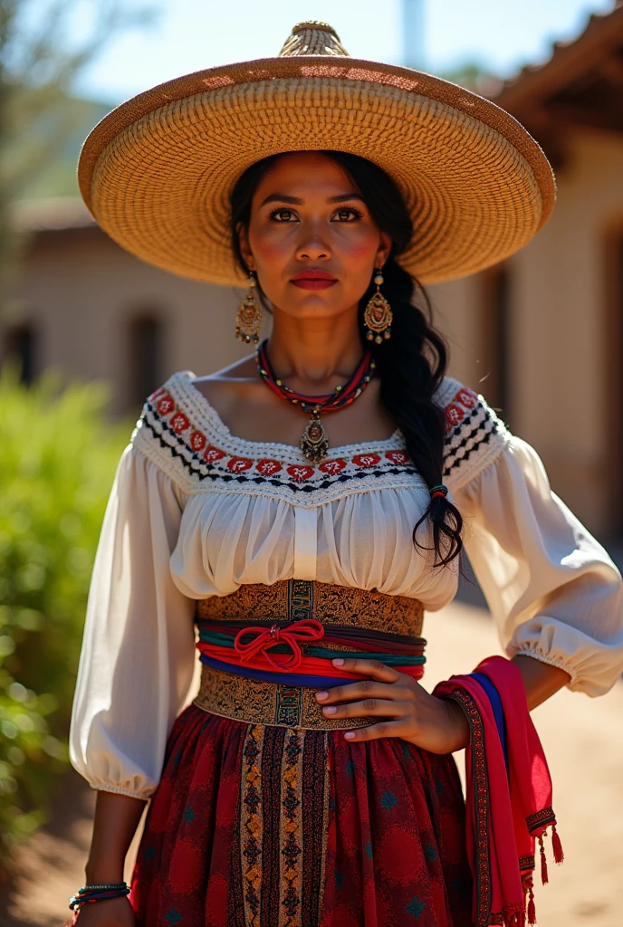 High quality, 8K ultra HD, A Latacungueña Chola in her typical costume ...