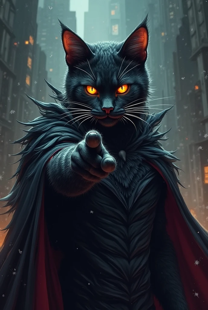 Standard feline super villain pointing fingers - SeaArt AI