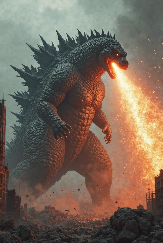 Godzilla shooting lasers from his eyes - SeaArt AI