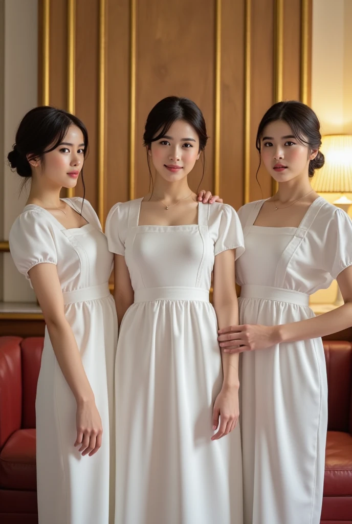 3 beautiful maids, graceful maid girl, soft facial expression - SeaArt AI