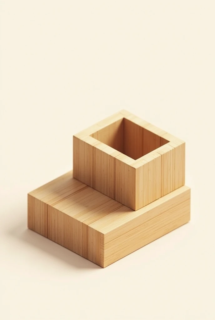 Generate an isometric drawing about a bamboo organizer with two bamboo ...