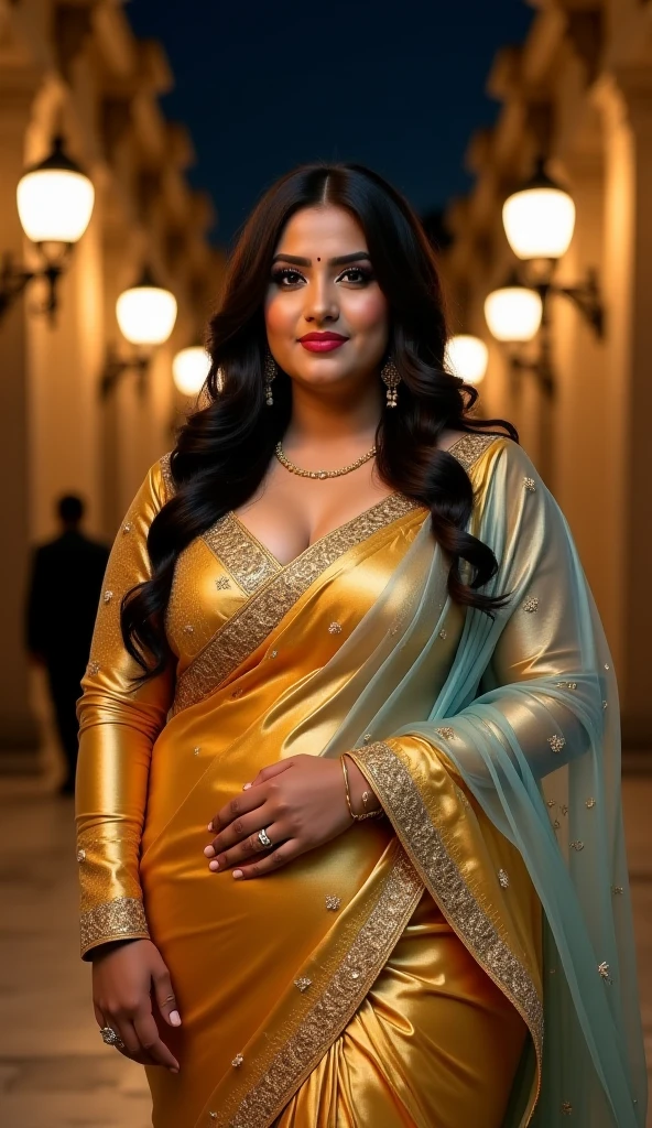 "A stunning South plus-size Asian woman with a curvy and elegant figure ...