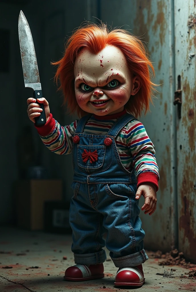 Chucky holding a knife - SeaArt AI