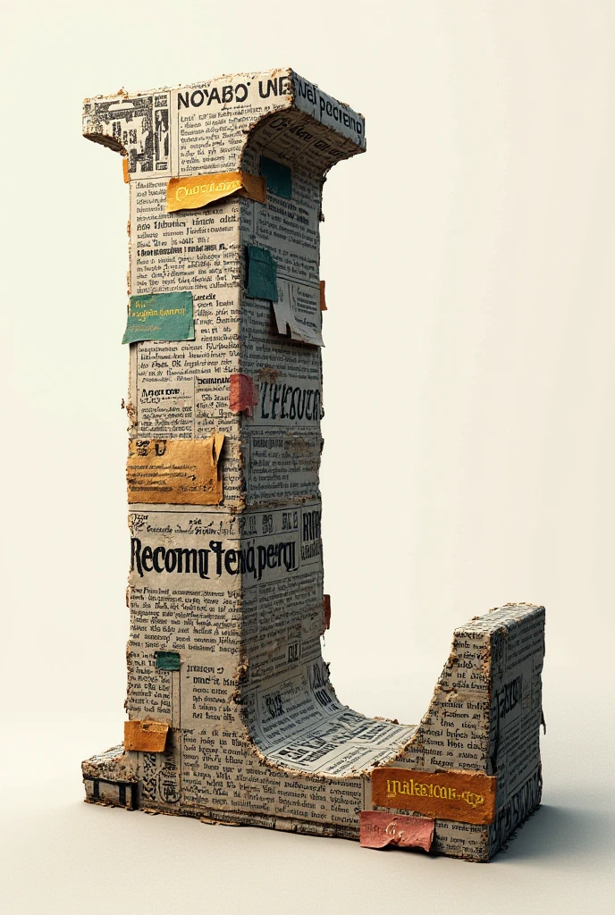 The letter L with newspaper sheets on it - SeaArt AI