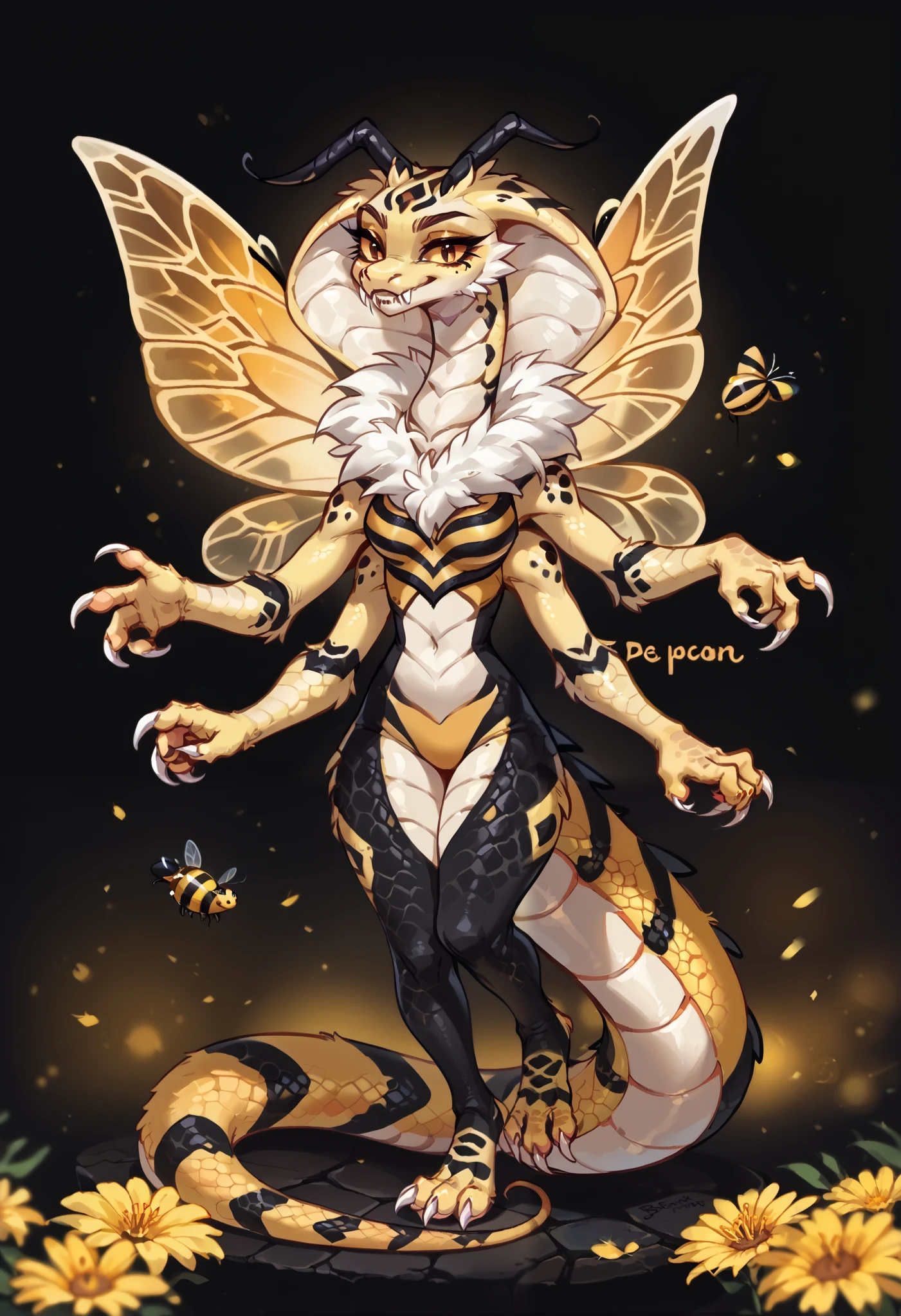 A drawing of a woman with a dragon like body and wings - SeaArt AI