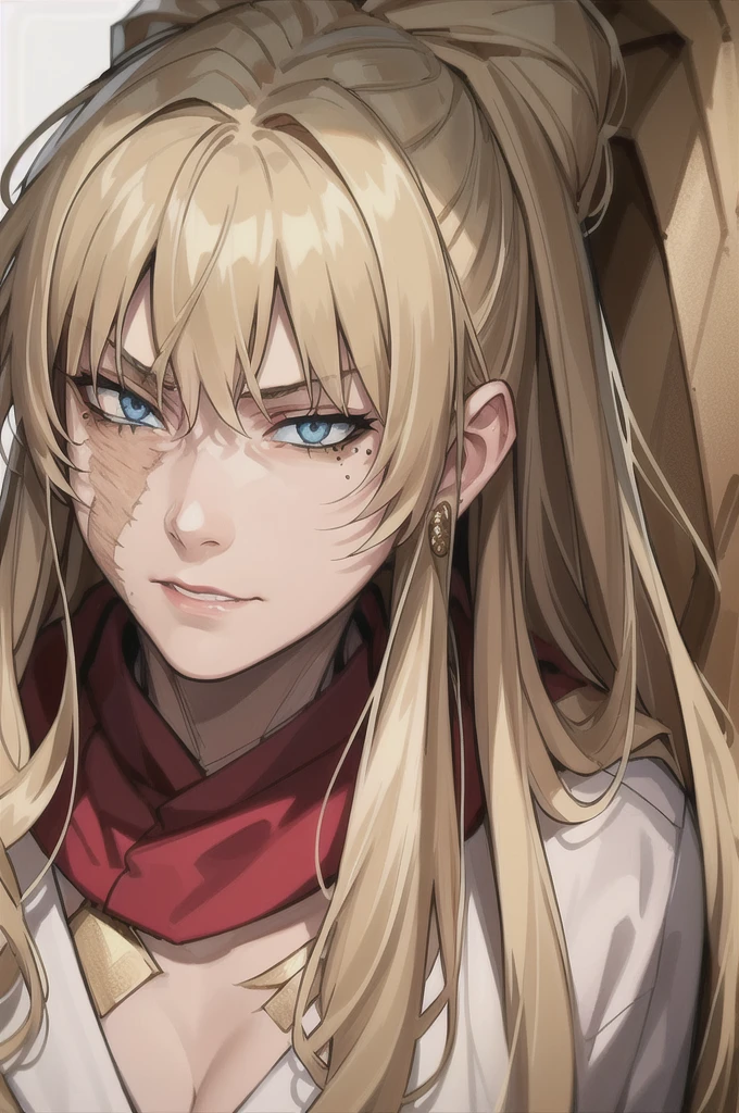 Baralka, Gold, long hair, 1 girl, scar, Alone, mole under eye - SeaArt AI
