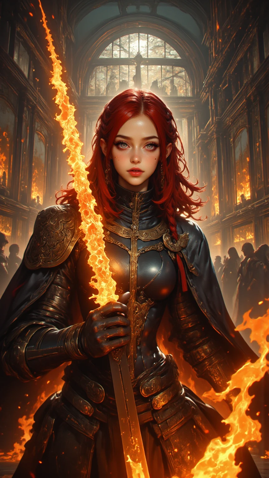Best quality,Amazing quality, 1girl , female knight,red hair - SeaArt AI