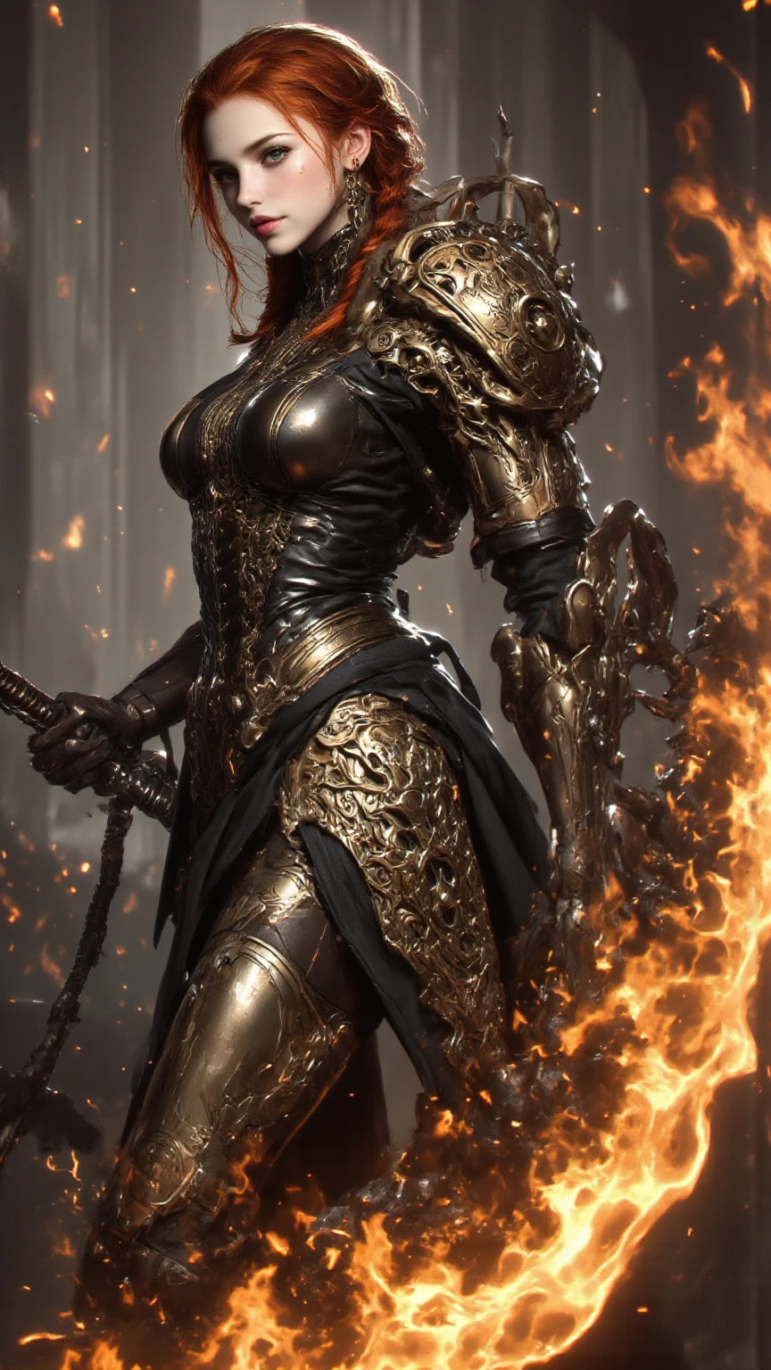 Best quality,Amazing quality, 1girl , female knight,red hair - SeaArt AI