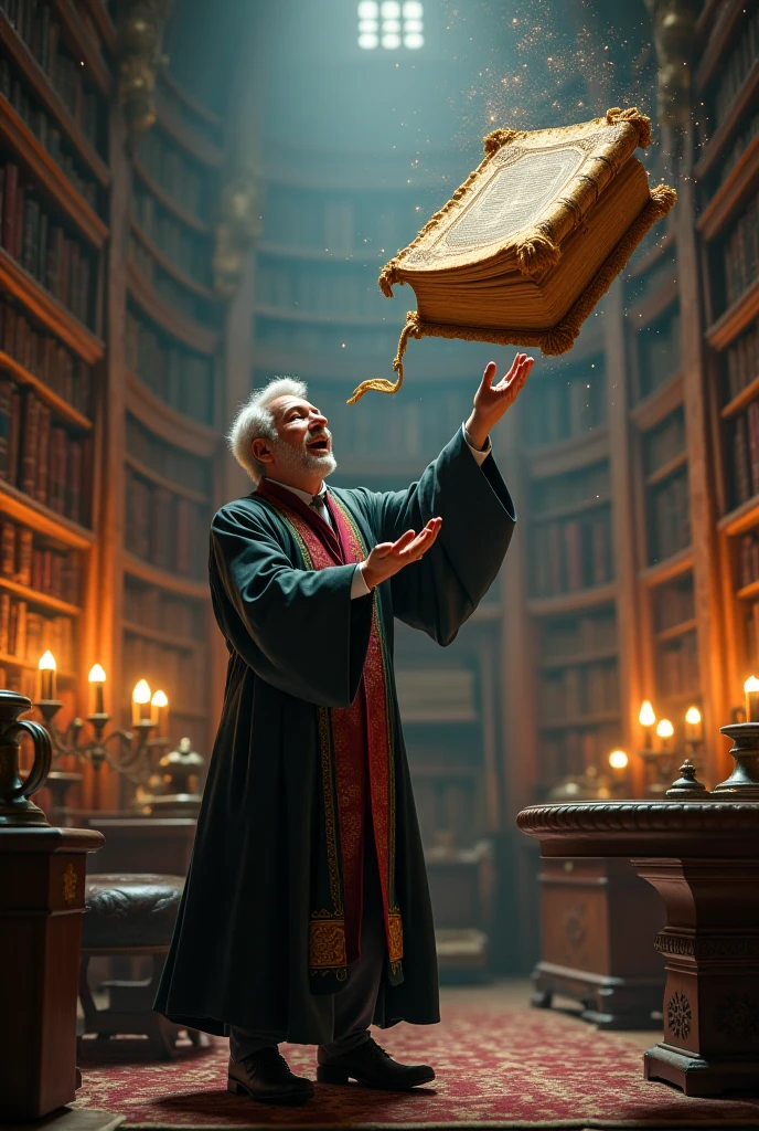 A brilliant book flies in, and the professor hits him on the head as if ...