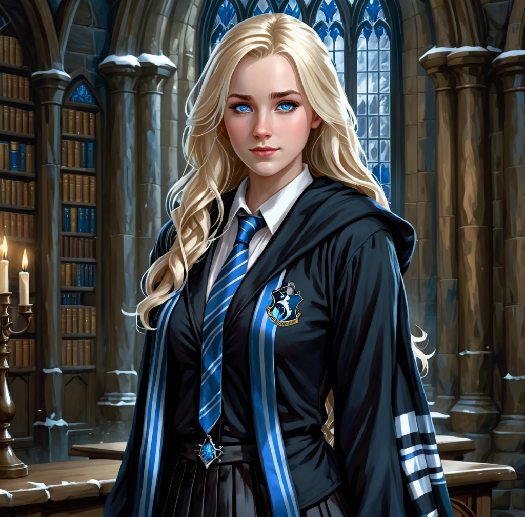 Female European Ravenclaw student at Hogwarts with icy blue eyes ...
