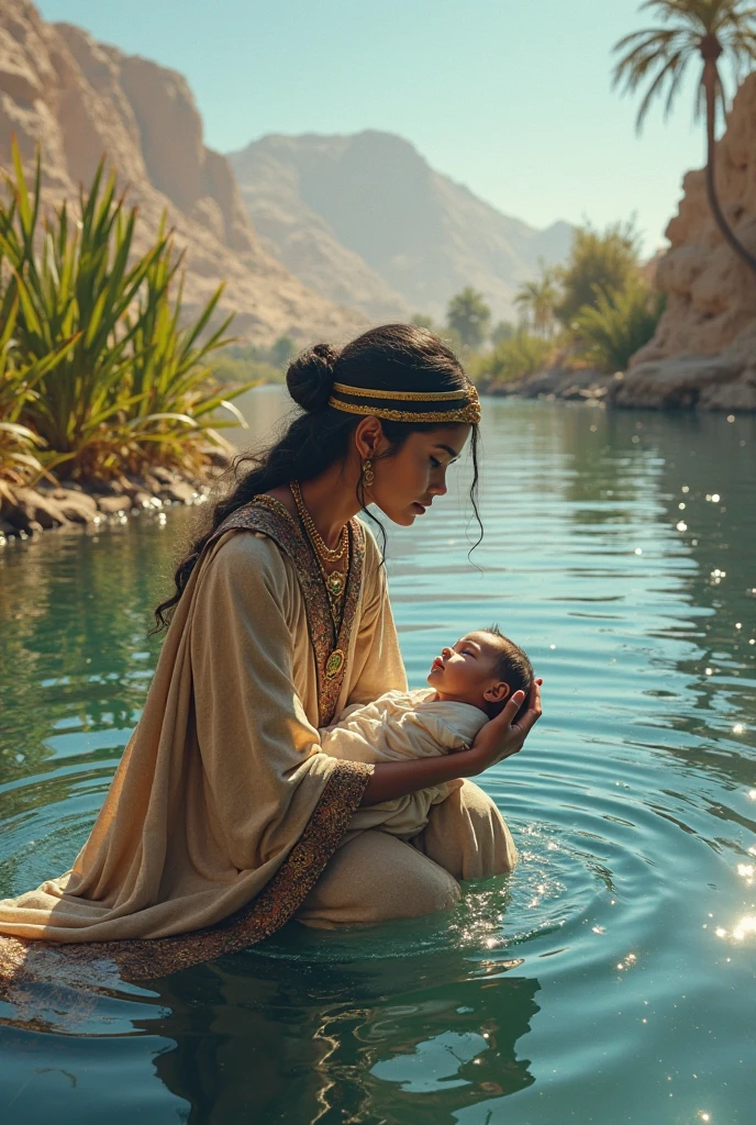 Princess Bithiah, daughter of the pharaoh, finds a baby in the Nile ...