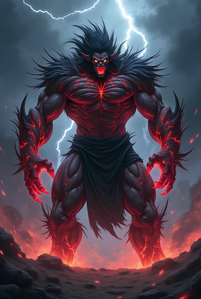 "A powerful anime warrior in mid-transformation into a monstrous beast ...