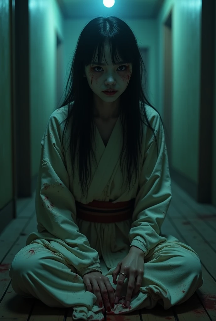A realistic, full-body depiction of a terrifying female oni - SeaArt AI