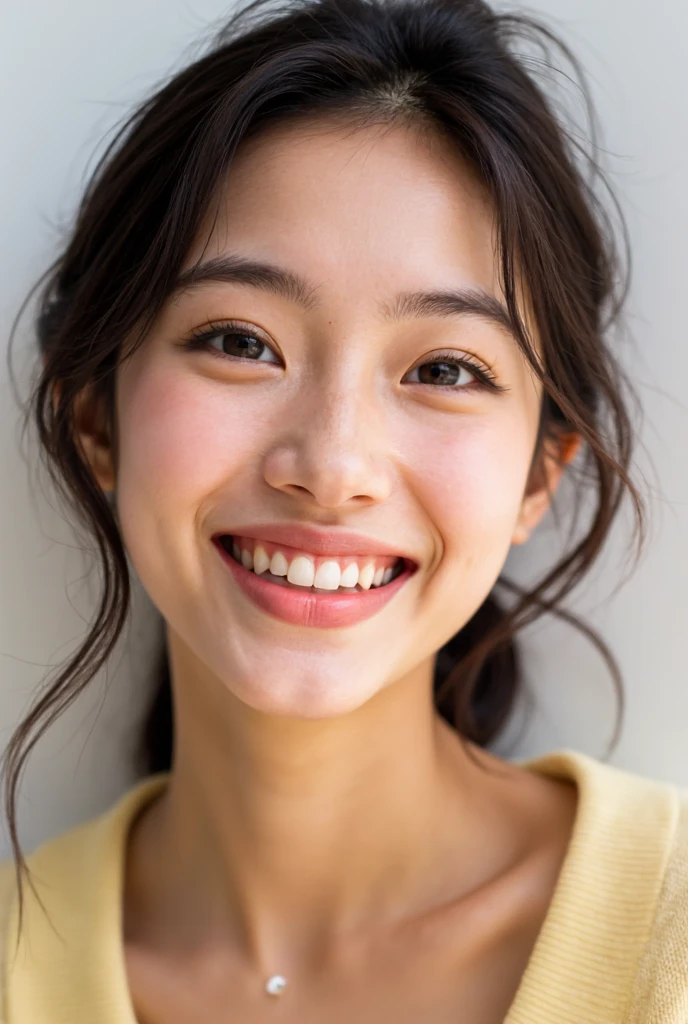 Smiling woman, background is white - SeaArt AI