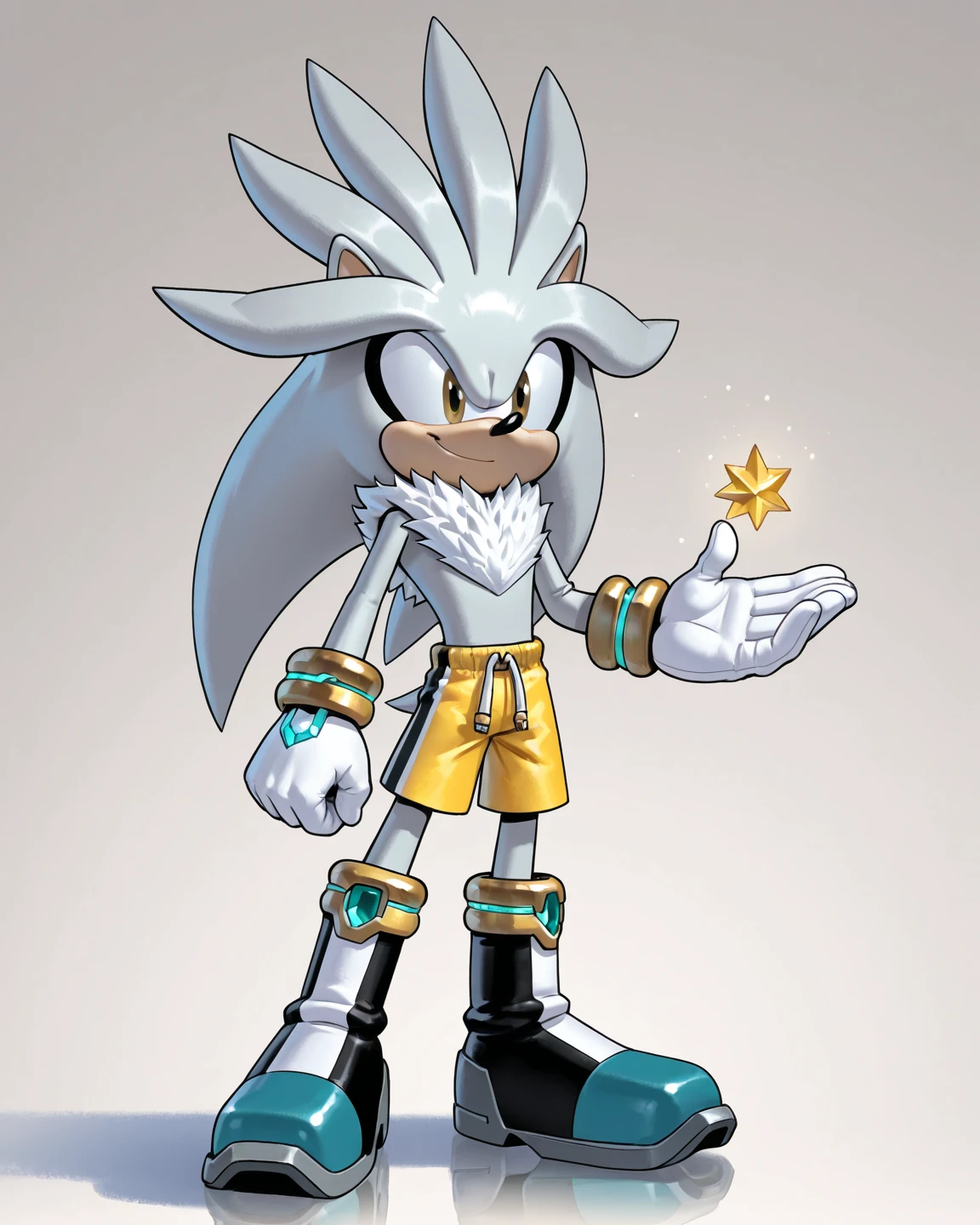 Silver, Silver the Hedgehog, SilverXL, Mobian, Smile, handsome - SeaArt AI