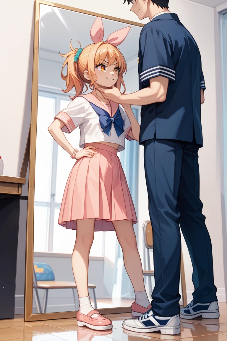 [Best quality][Masterpiece] 1girl and 1boy in front of mirror - SeaArt AI