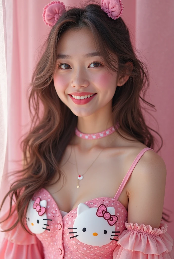 Beautiful woman wearing hello kitty - SeaArt AI