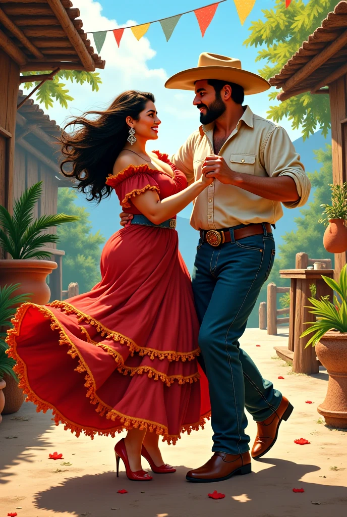 Create a 700-kilo fat girl dancing with a gaucho in the kilombo - SeaArt AI